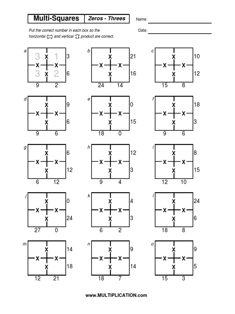 Multi-Squares: Zeros - Threes | PDF | Teaching Mathematics | Nature