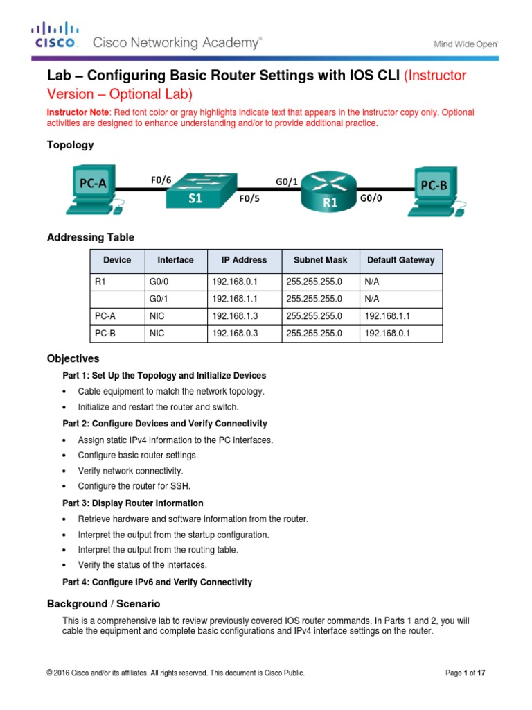 1 1 4 6 Lab ConfiguringBasicRouterSettings PDF | PDF | I Pv6 | Ip Address