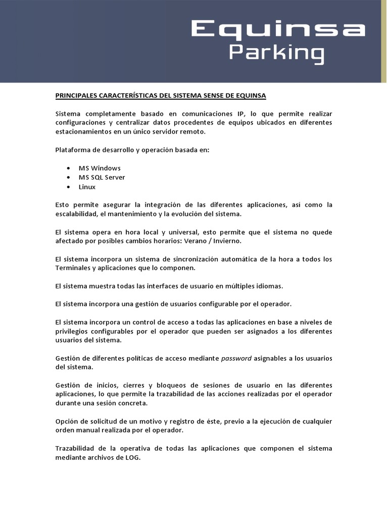 Prestaciones Sistema Sense-Equinsa. | PDF | Terminal de computadora ...