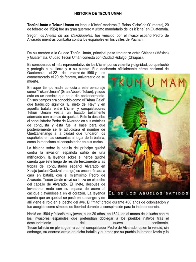 Historia de Tecun Uman | PDF | Cultura de las Americas | Guatemala