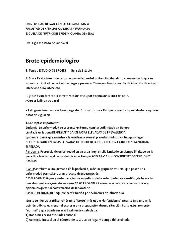 Guía para Estudio de Brotes Epidemiológicos | PDF | Epidemias ...