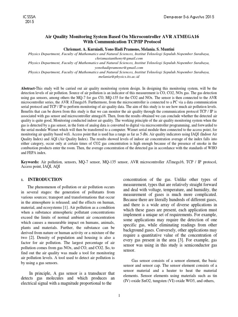Air Quality Monitoring System Based On Microcontroller AVR ATMEGA16 With Communication TCP/IP ...