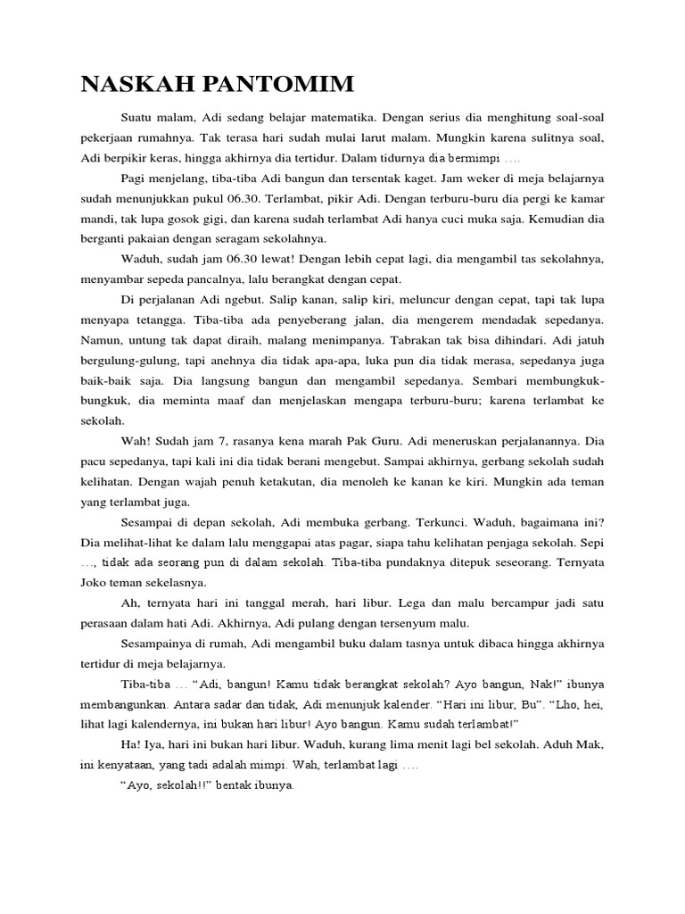 Naskah Pantomim Anak Sekolah | PDF