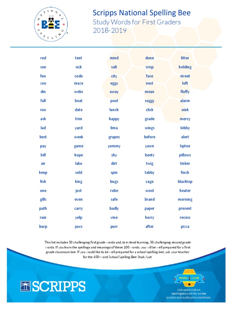 2019 School Spelling Bee List PDF | PDF
