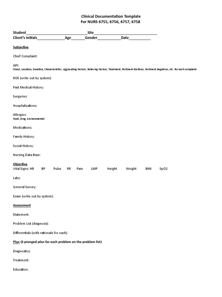 Clinical Documentation Template | PDF | Self-Improvement | Wellness