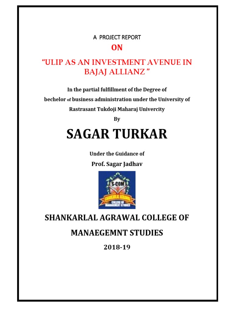 Sagar Turkar FINAL | PDF | Investment Fund | Insurance