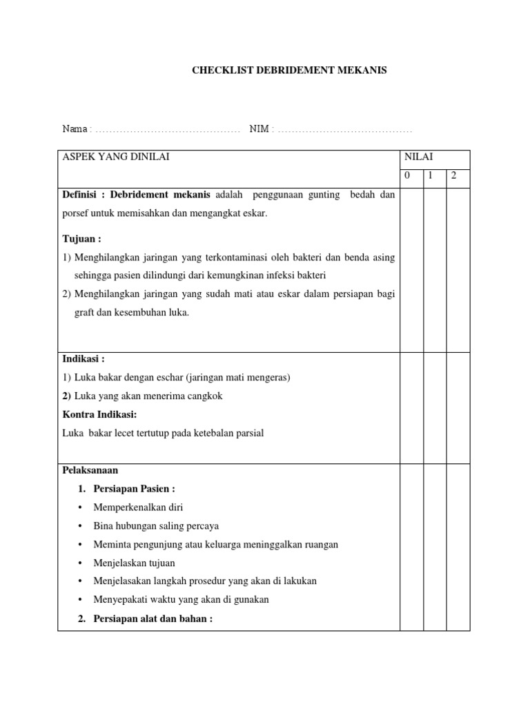CHECKLIST Debridement | PDF