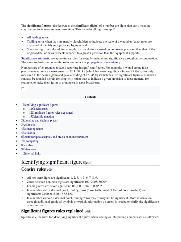 Identifying Significant Figures: Concise Rules | PDF | Significant ...