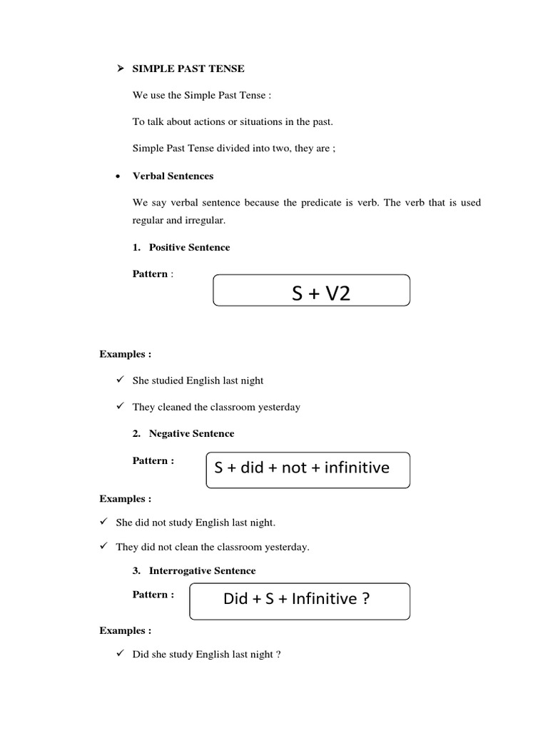 SIMPLE PAST TENSE Materi | PDF | Verb | Semantic Units