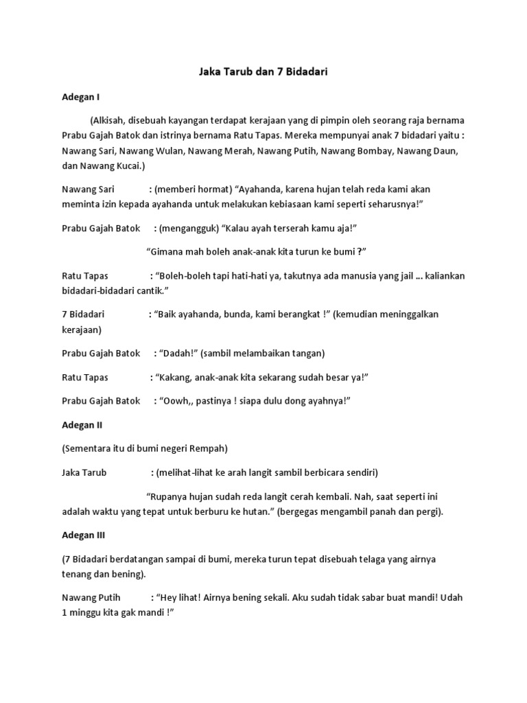 Jaka Tarub Dan 7 Bidadari | PDF | Griya & Taman