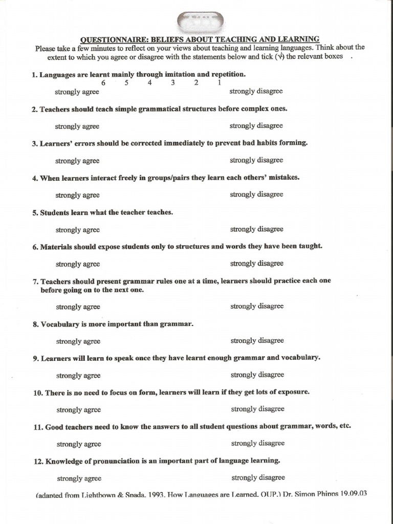 Beliefs Questionnaire | PDF