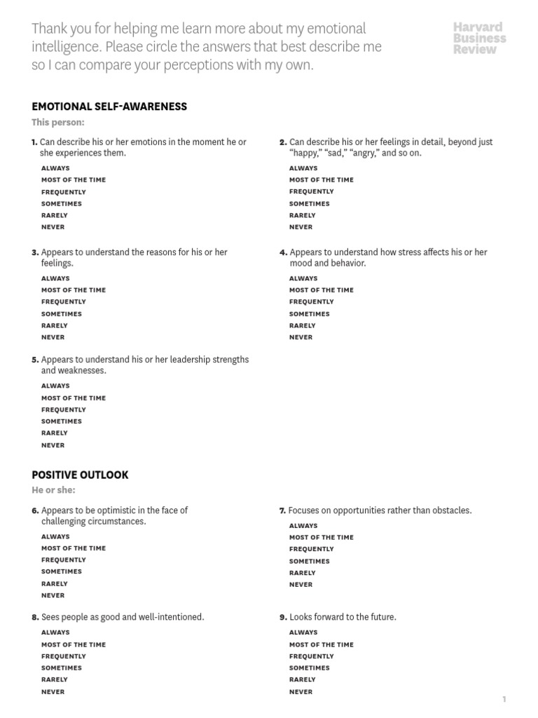 Emotional Intelligence Assessment | PDF | Emotional Intelligence | Emotions
