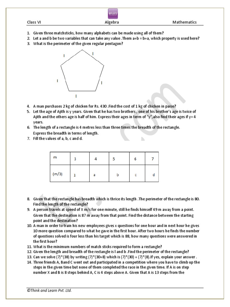 Algebra Questions | PDF | Numbers | Algebra