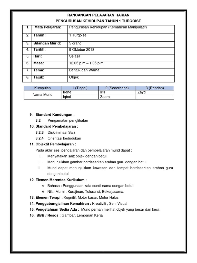 RPH Pendidikan Khas | PDF