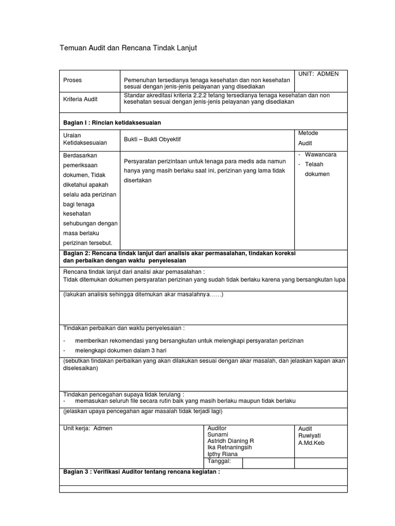 Temuan Audit Dan RTL | PDF