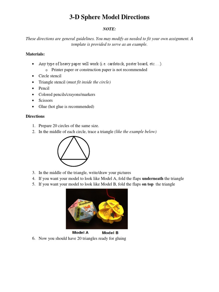 3-D Sphere Model Directions | PDF