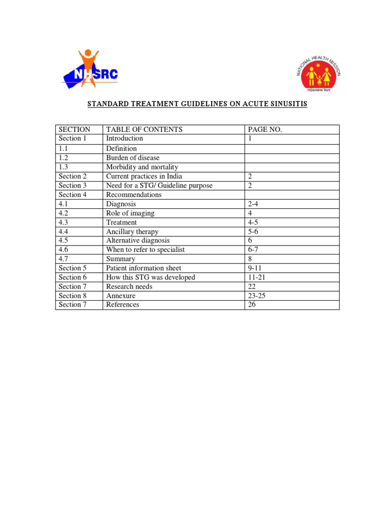 Standard Treatment Guidelines On Acute Sinusitis | PDF | Health Care ...