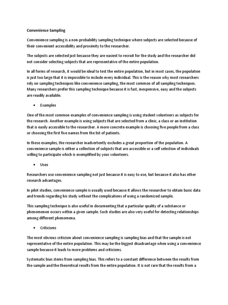 Understanding Convenience Sampling | PDF | Sampling (Statistics) | Bias