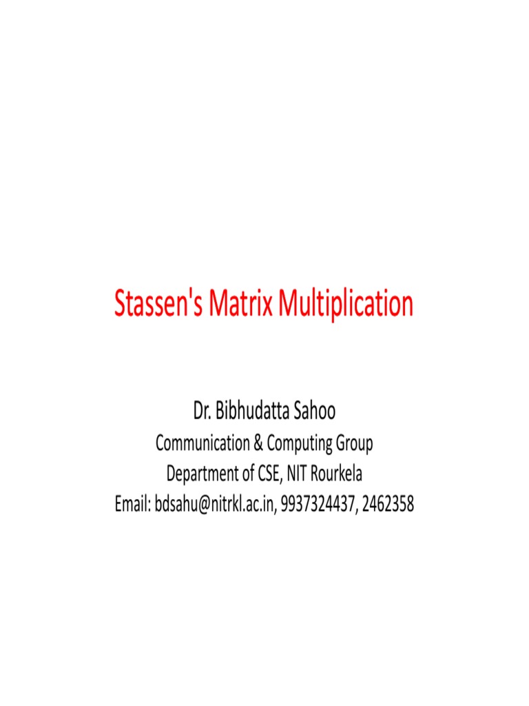 Strassen Matrix Multiplication | PDF | Matrix (Mathematics) | Theoretical Computer Science