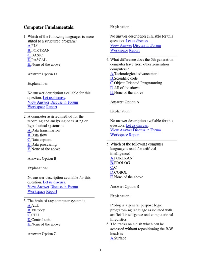 Computer Fundamentals Indiabix | PDF | Computer Program | Programming