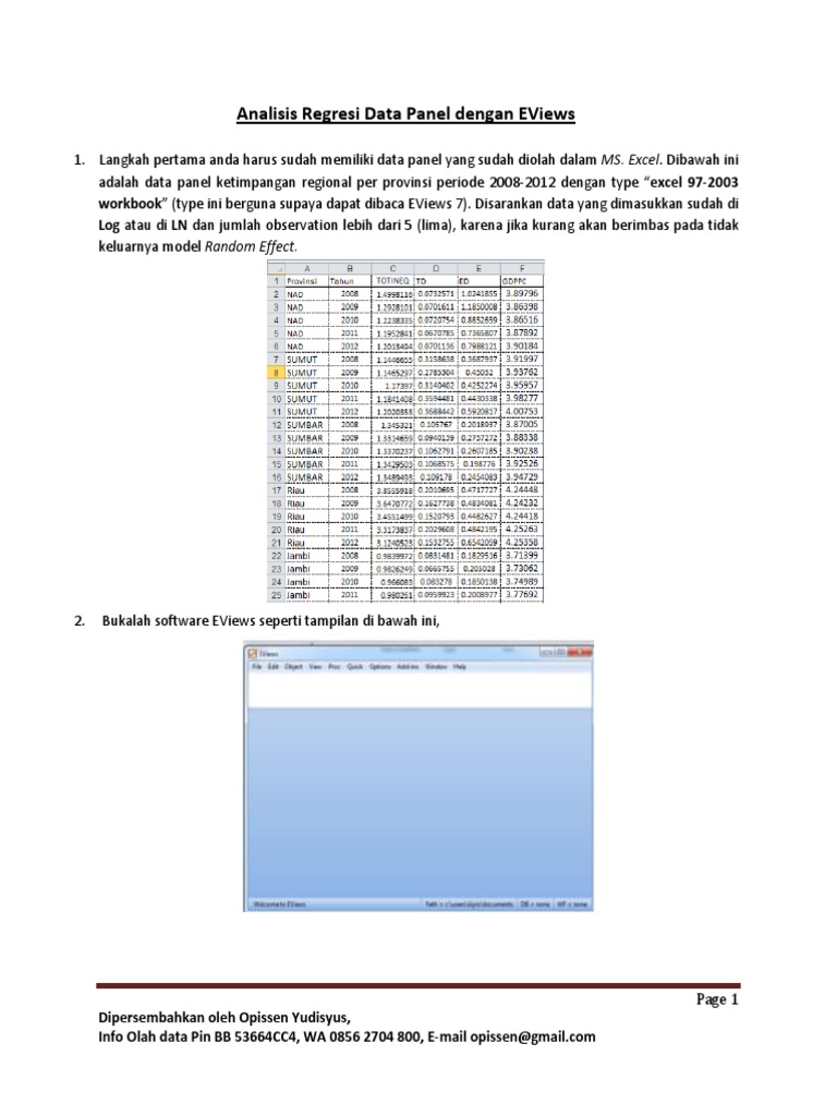 Analisis Regresi Data Panel Dengan Eviews | PDF | Karier & Perkembangan | Komputer