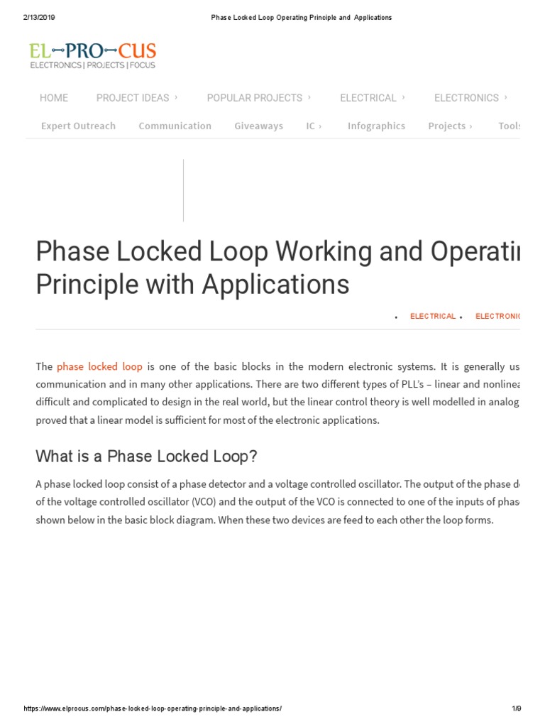 Phase Locked Loop Working and Operatin Principle With Applications | PDF | Detector (Radio ...