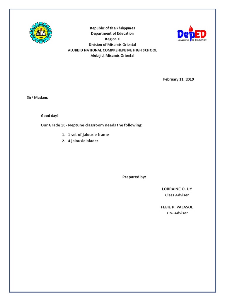 Request For The Classroom | PDF