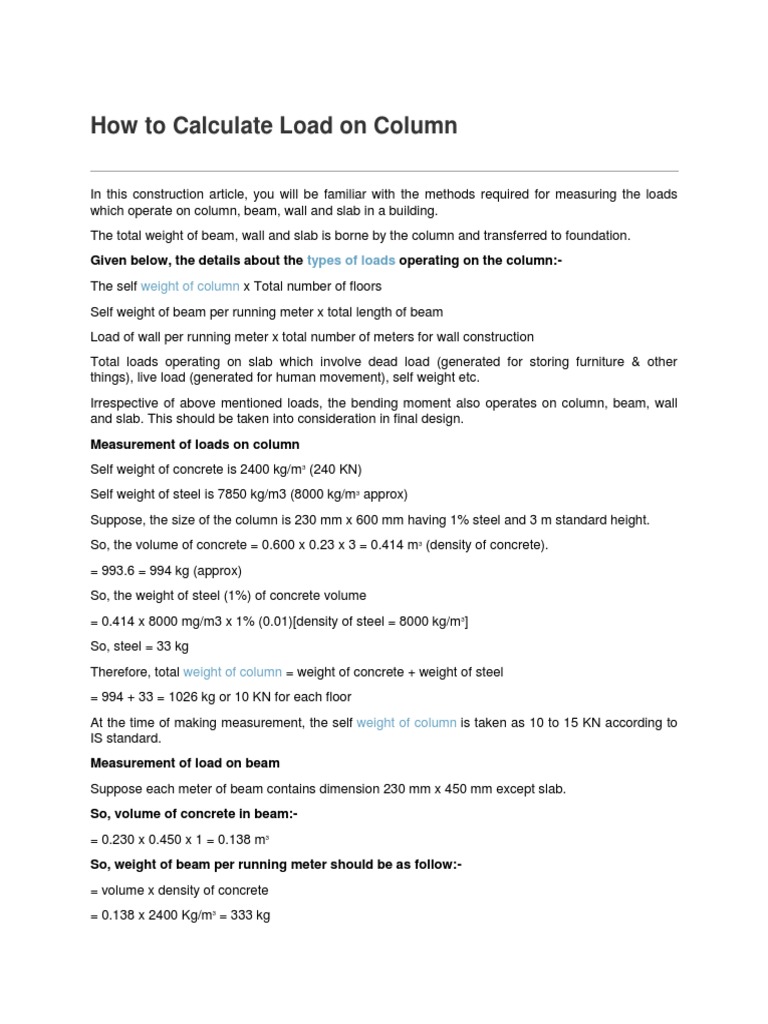 Column Load Detail 321 | Download Free PDF | Column | Beam (Structure)