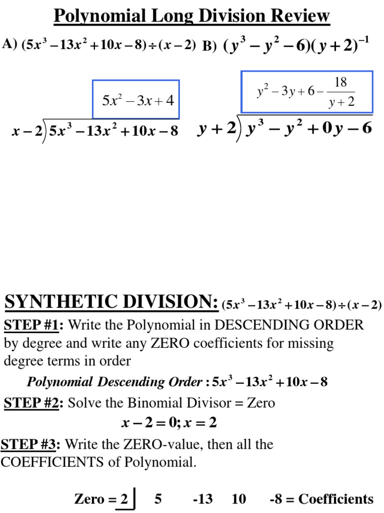 Synthetic Division PP | PDF | Factorization | Quadratic Equation