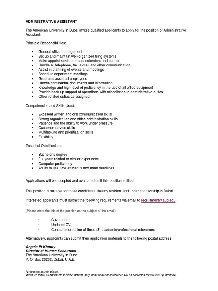 Administrative Assistant General Ad Nov 2014 | PDF | Career & Growth