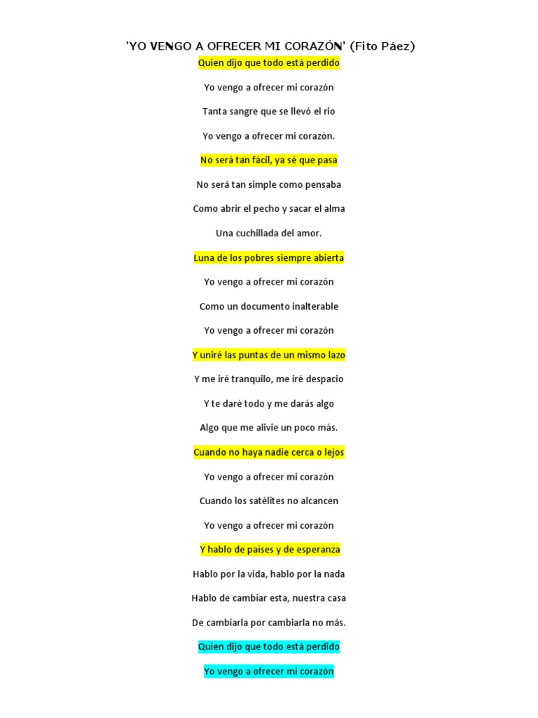 Yo Vengo A Ofrecer Mi Corazón | PDF