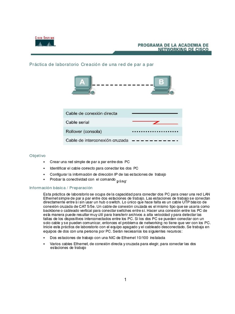 Creación de Una Red de Par A Par | PDF | Dirección IP | Red de computadoras