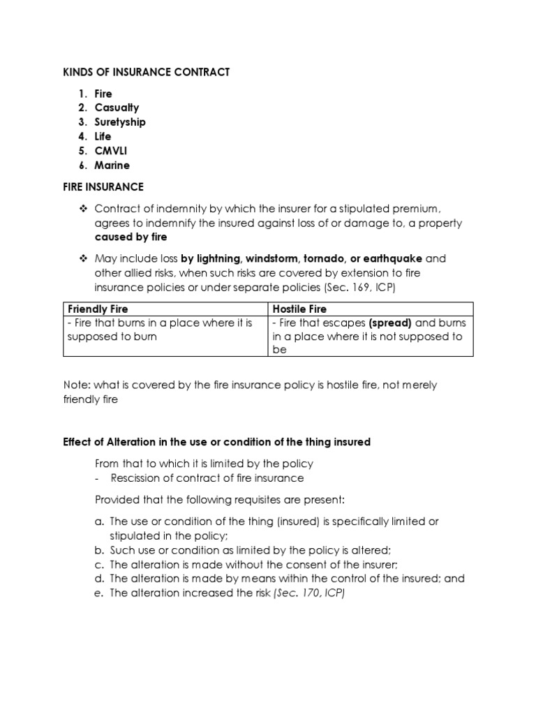 Kinds of Insurance Contract | PDF | Liability Insurance | Insurance