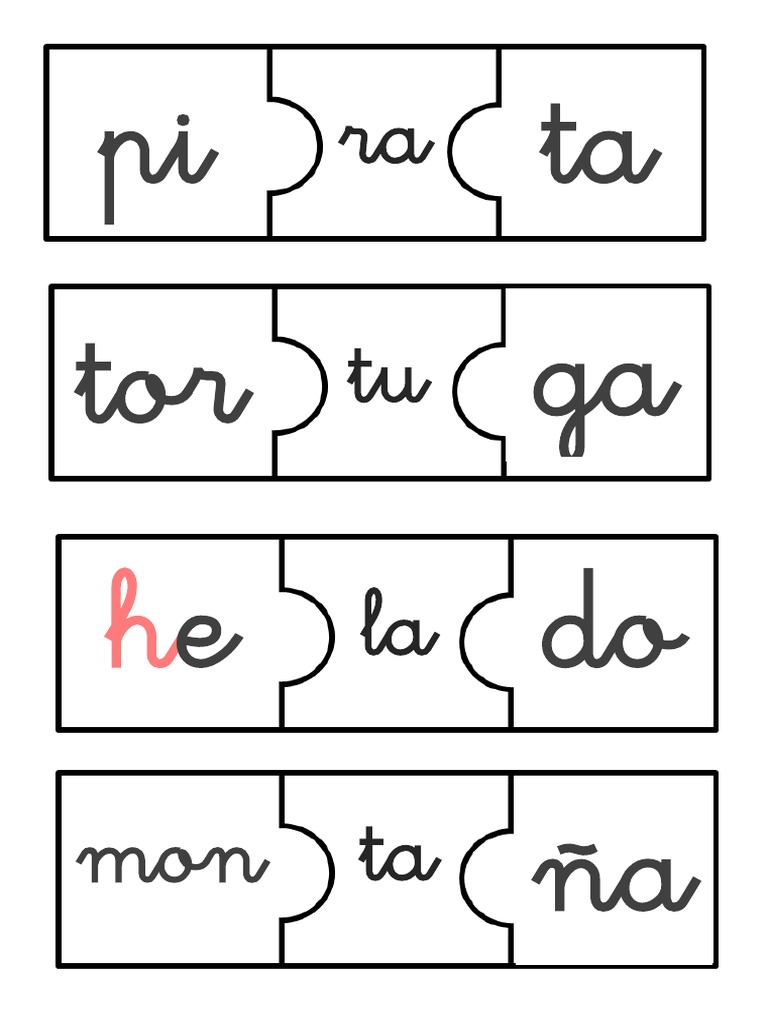 Puzzle de Sílabas para Formar Palabras | PDF