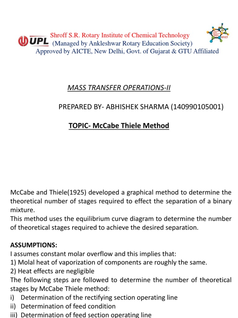 Mccabe Thiele | PDF | Unit Operations | Chemical Process Engineering
