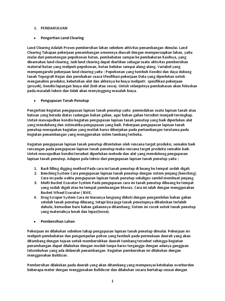Proses dan Metode Land Clearing Tambang | PDF | Sains & Matematika
