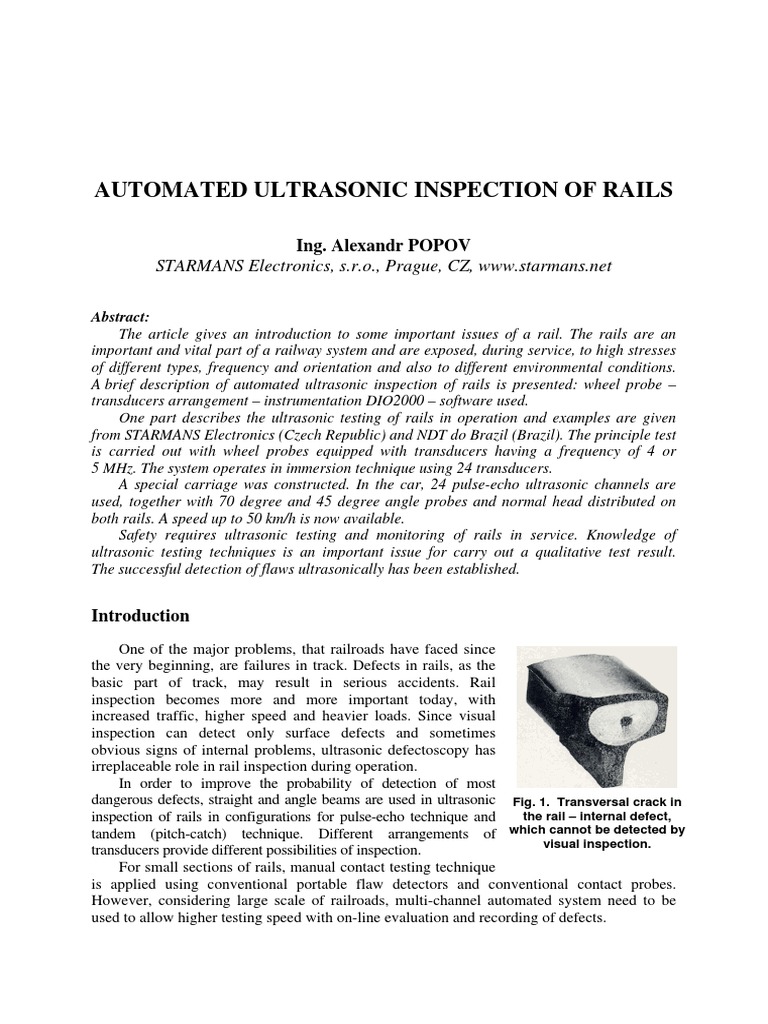 Automated UT Inspection of Rails | PDF | Applied And Interdisciplinary ...