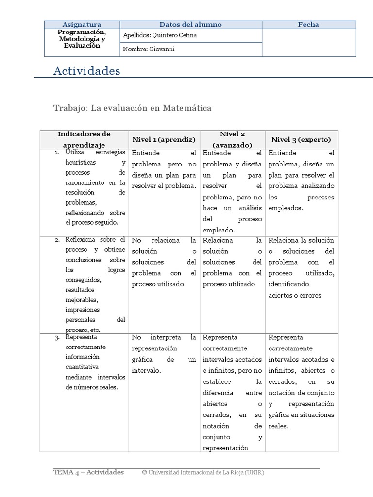 Giovanni Quintero Cetina La Evaluacion en Matematica | PDF | Intervalo ...