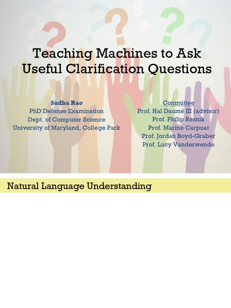 Teaching Machines To Ask Useful Clarification Questions | PDF