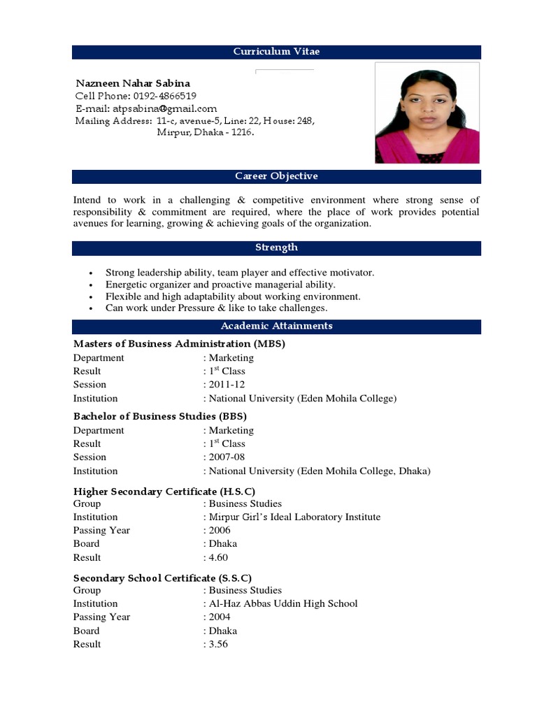 CV of Sabina | PDF | Teachers | Behavior Modification