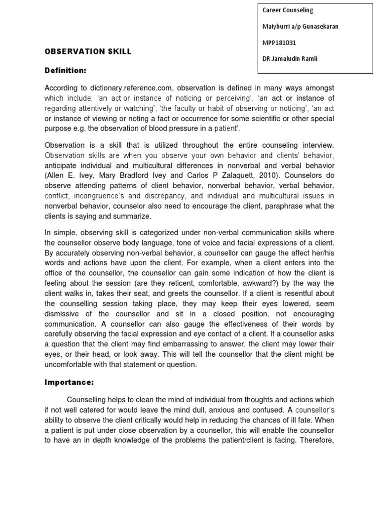 Observation Skill | PDF | Nonverbal Communication | Cognitive Science