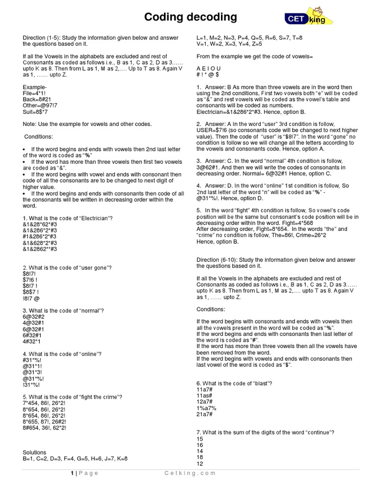 Coding Decoding New Pattern | PDF | Consonant | Vowel