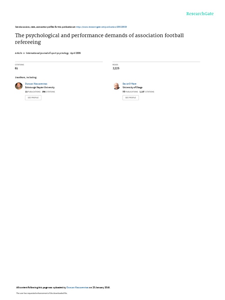 The Psychological and Performance Demands of Association Football ...