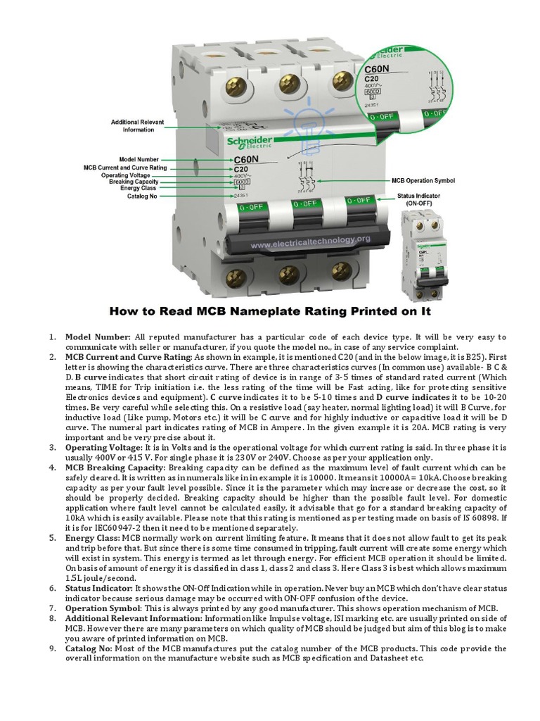 Guide in Reading MCB Rating | PDF | Volt | Electrical Equipment