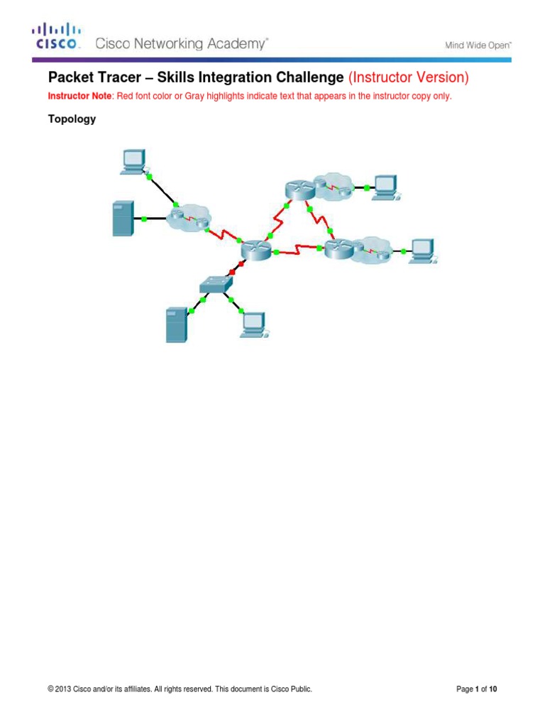 5.4.1.2 Packet Tracer - Skills Integration Challenge Instructions IG PDF | PDF | Ip Address ...