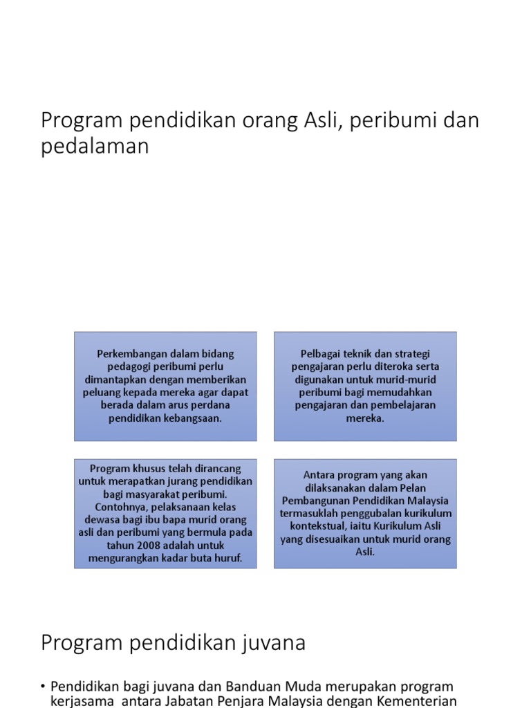 Program Pendidikan Orang Asli, Peribumi Dan Pedalaman | PDF