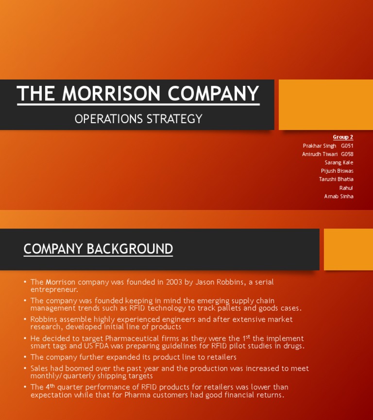 The Morrison Company: Operations Strategy