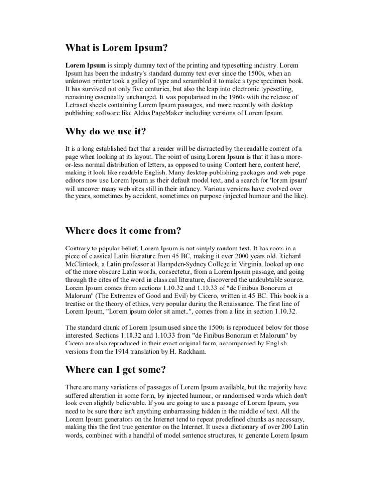 What is Lorem Ipsum | Text | Writing