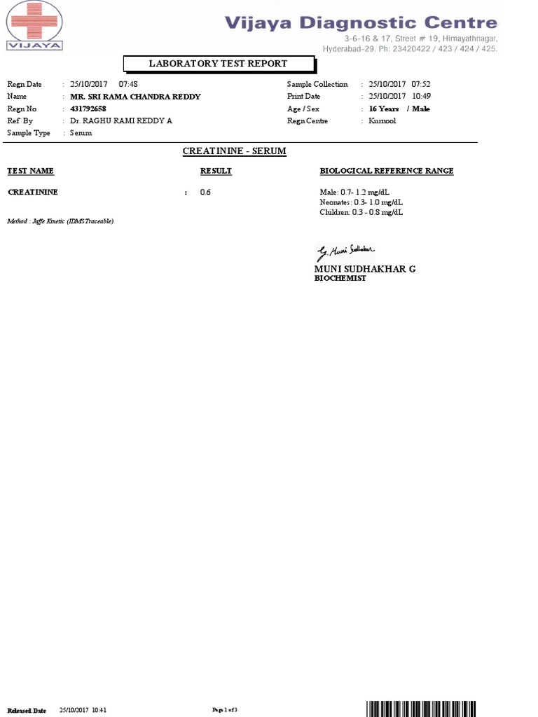 Laboratory Test Report: Male 16 Years | PDF | Medical Tests | Cholesterol
