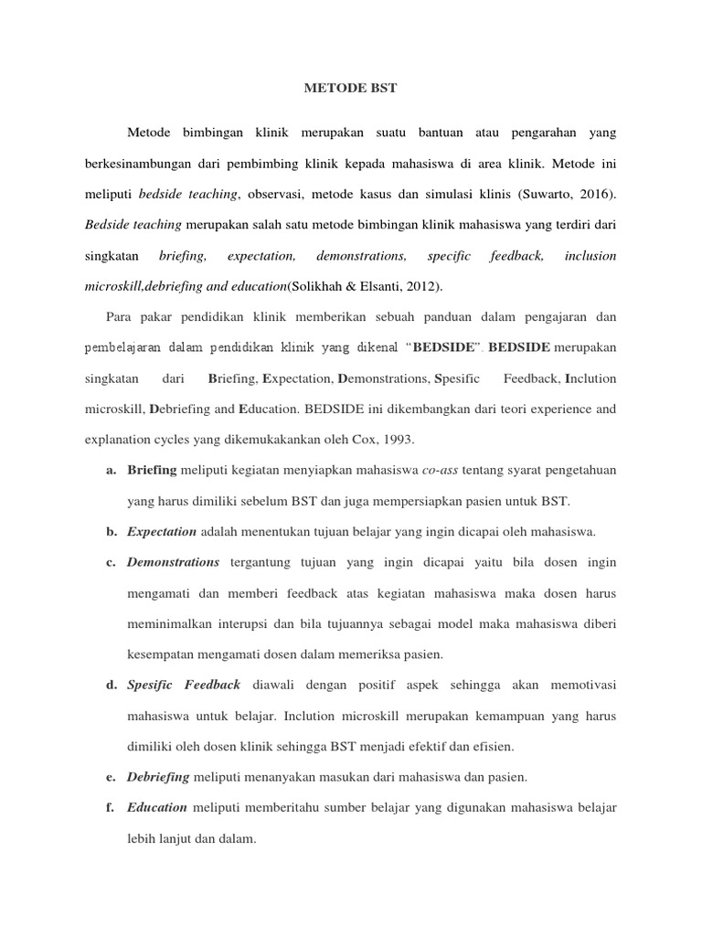 Metode Bedside Teaching dalam Pendidikan Klinik | PDF